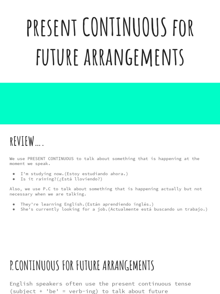 Present Continuous For Future Arrangements. | PDF | Wellness