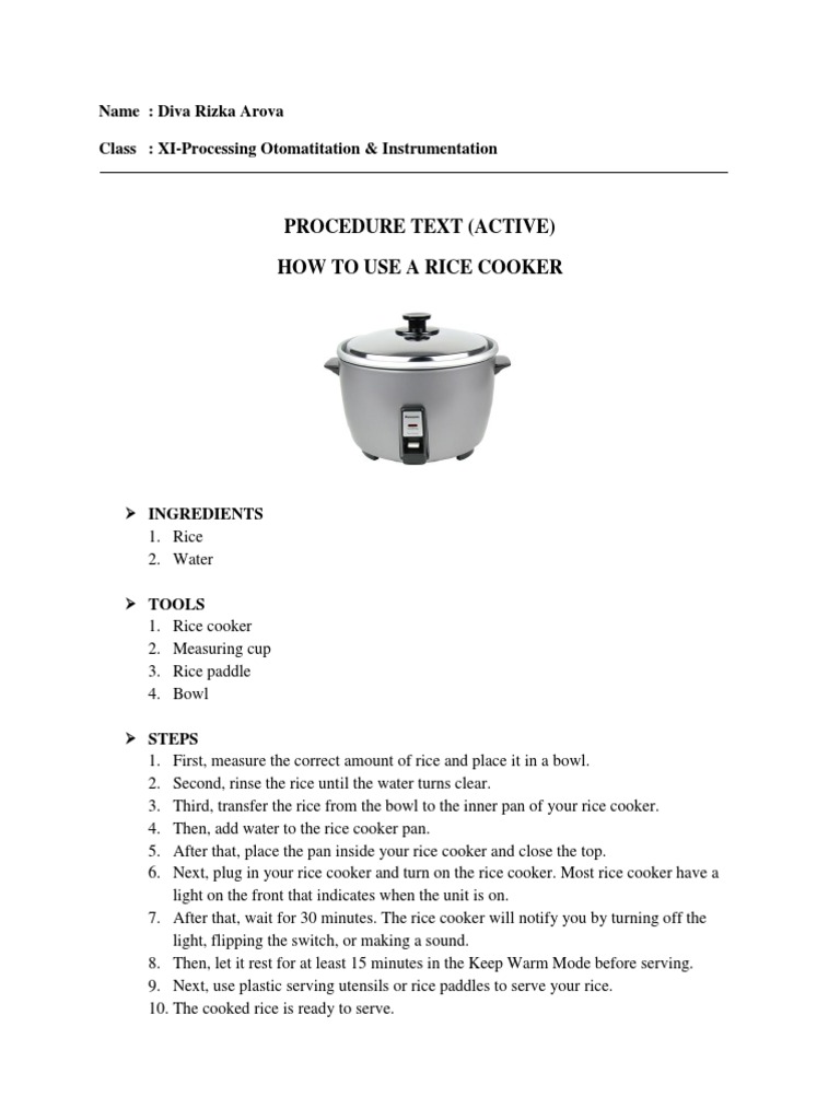How To Use A Rice Cooker (ACTIVE) | PDF