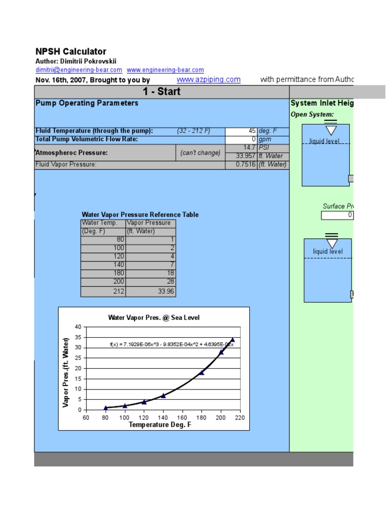 NPSH Calculator For Process Engineer | Download Free PDF | Pressure | Pump