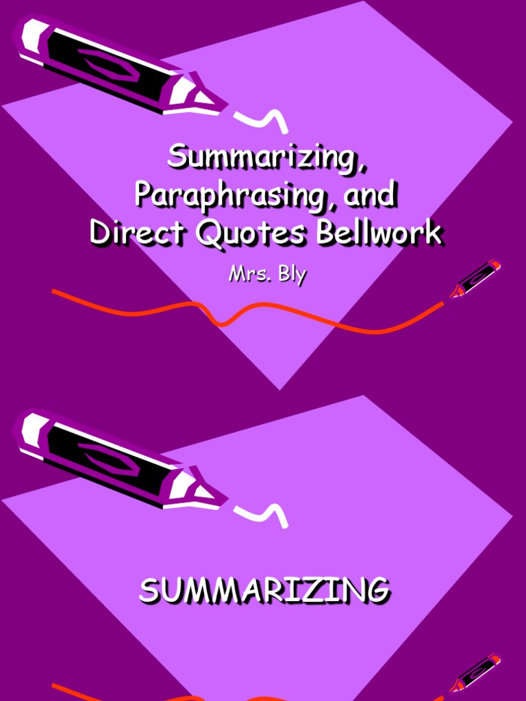 Summarizing, Paraphrasing, and Using Direct Quotes 2019 | PDF | Insects ...