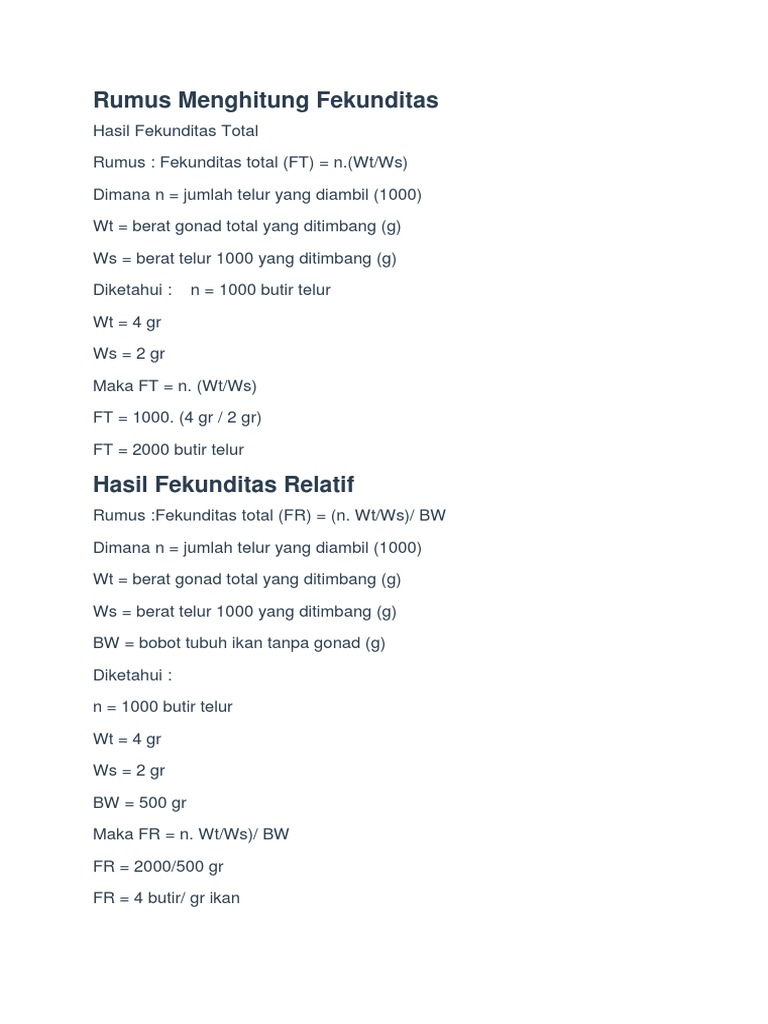 Rumus Menghitung Fekunditas | PDF