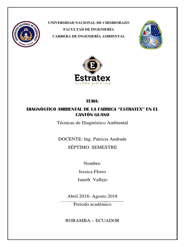Diagnóstico Ambiental de ESTRATEX Guano | PDF | Contaminación ...