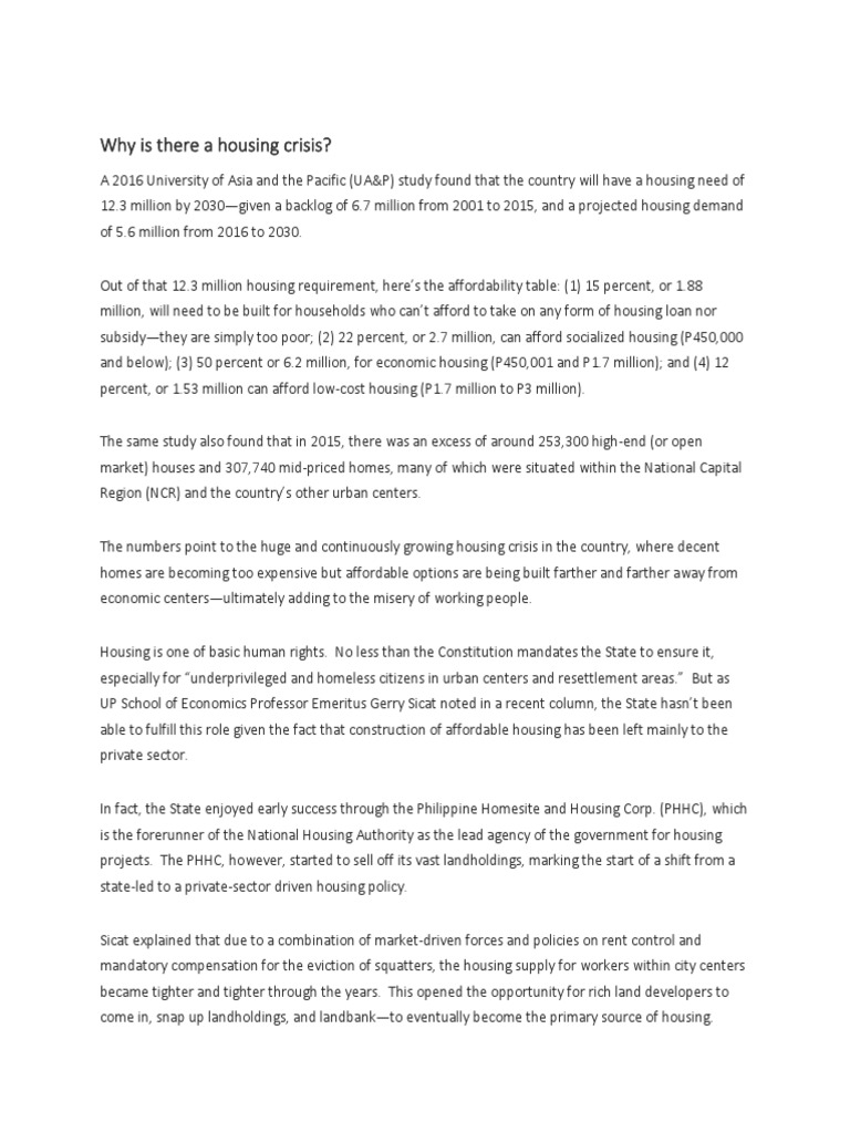 To Print Document Housing | PDF | Metro Manila | Affordable Housing