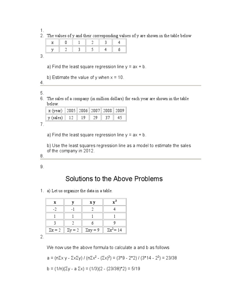Solutions To The Above Problems: X y Xy X | Download Free PDF ...