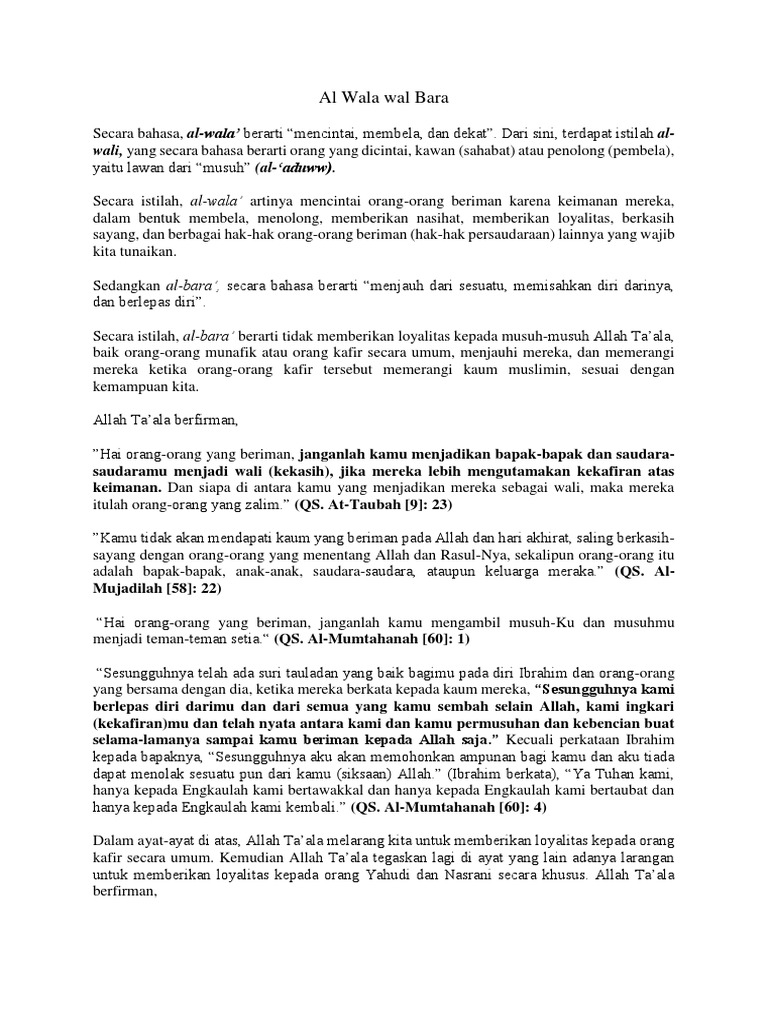 Prinsip Al Wala dan Al Bara dalam Islam | PDF | Agama & Spiritualitas