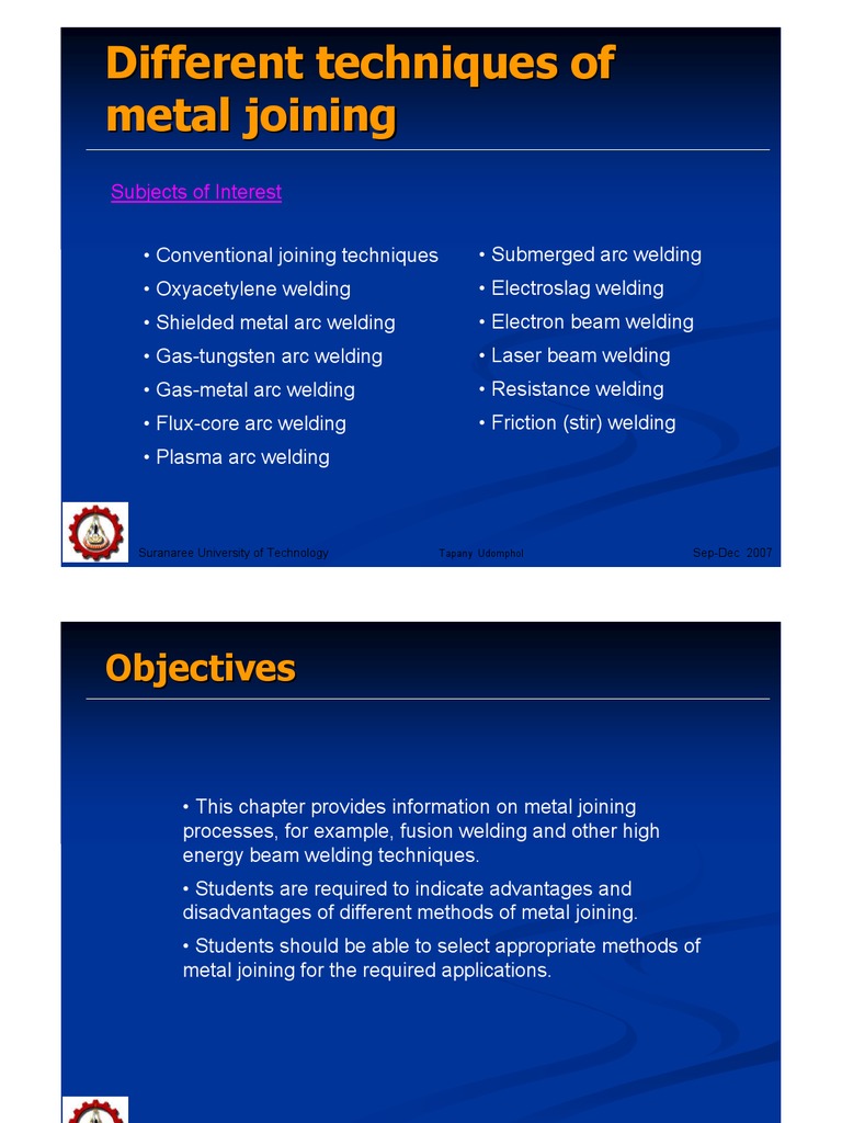 Overview of Metal Joining Techniques | PDF | Welding | Construction