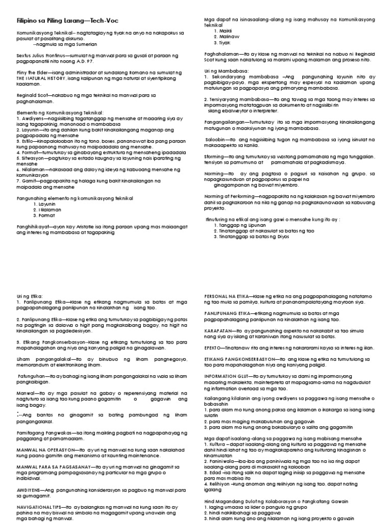 Notes Tech-Voc | PDF