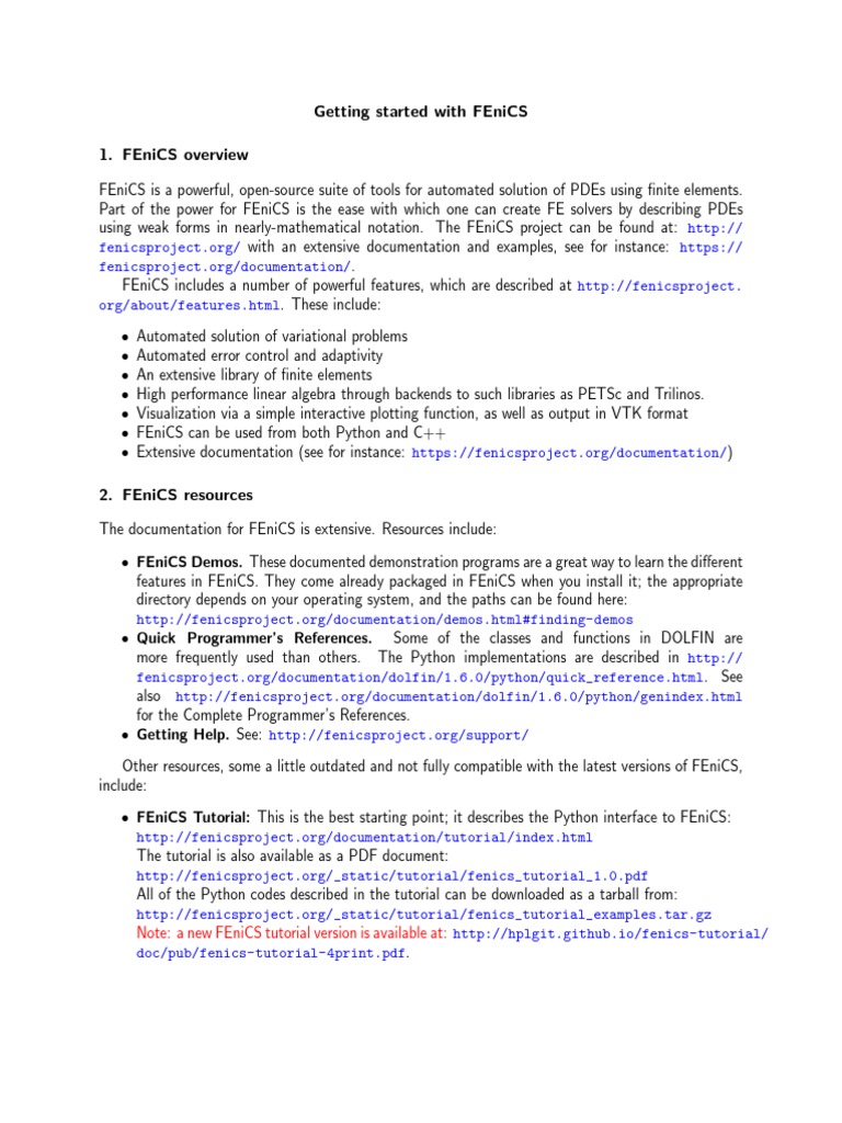 Fenics Getting Started | PDF | Python (Programming Language) | Finite ...