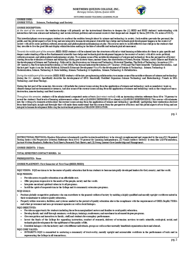 STS Learning Plan 1 | PDF | Teachers | Learning