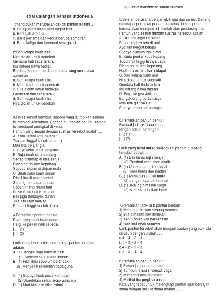 Soal Puisi Rakyat Kelas 7 | PDF