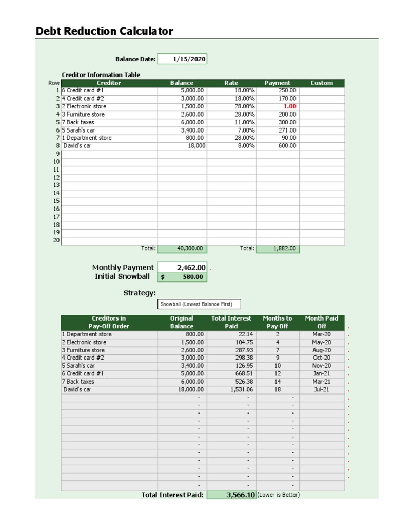 Excel Debt Payoff Template