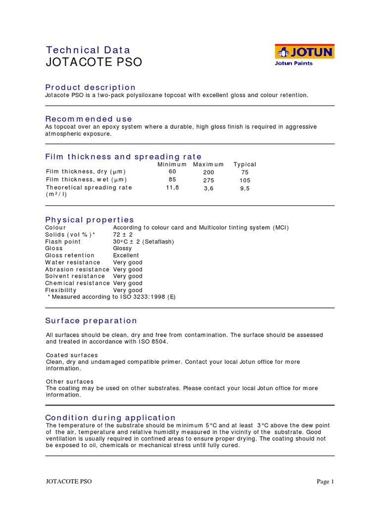 TDS-JOTACOTE PSO-English | PDF | Materials | Industrial Processes