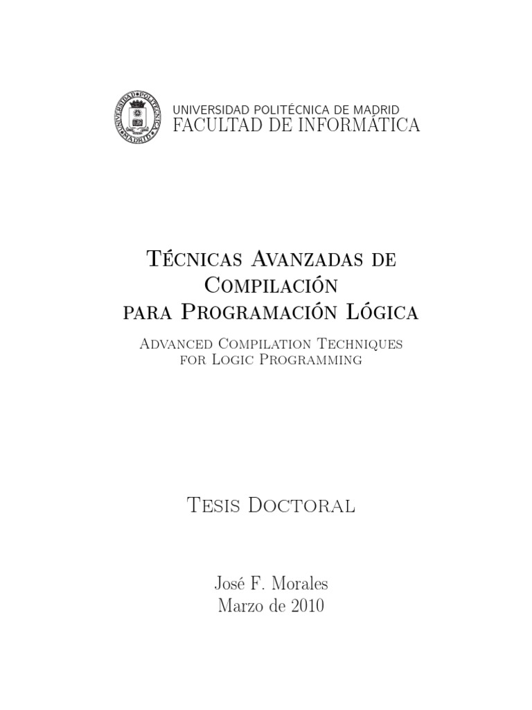 Tecnicas Avanzadas de Compilacion para Programacion Logica PDF | PDF ...