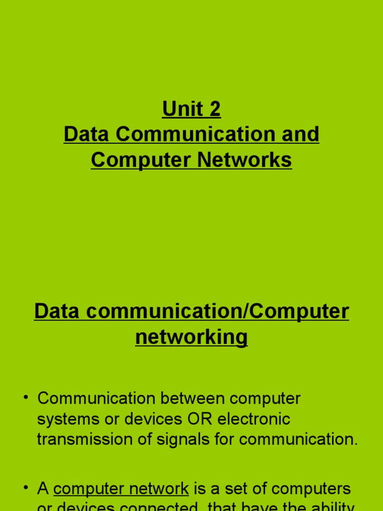 Unit 2 Data Communication and Computer Networks | PDF | Telecommunication | Databases