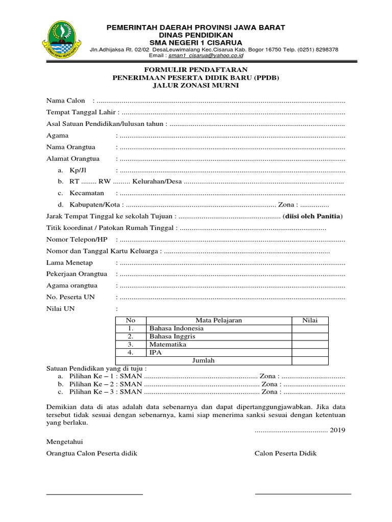 Formulir PPDB | PDF
