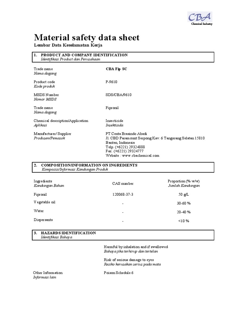 Fipronil Safety Data Sheet _ Fipronil Fds 2020 – VPOTK