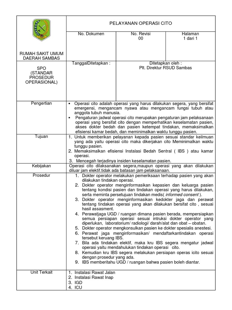 Pelayanan Operasi Cito | PDF