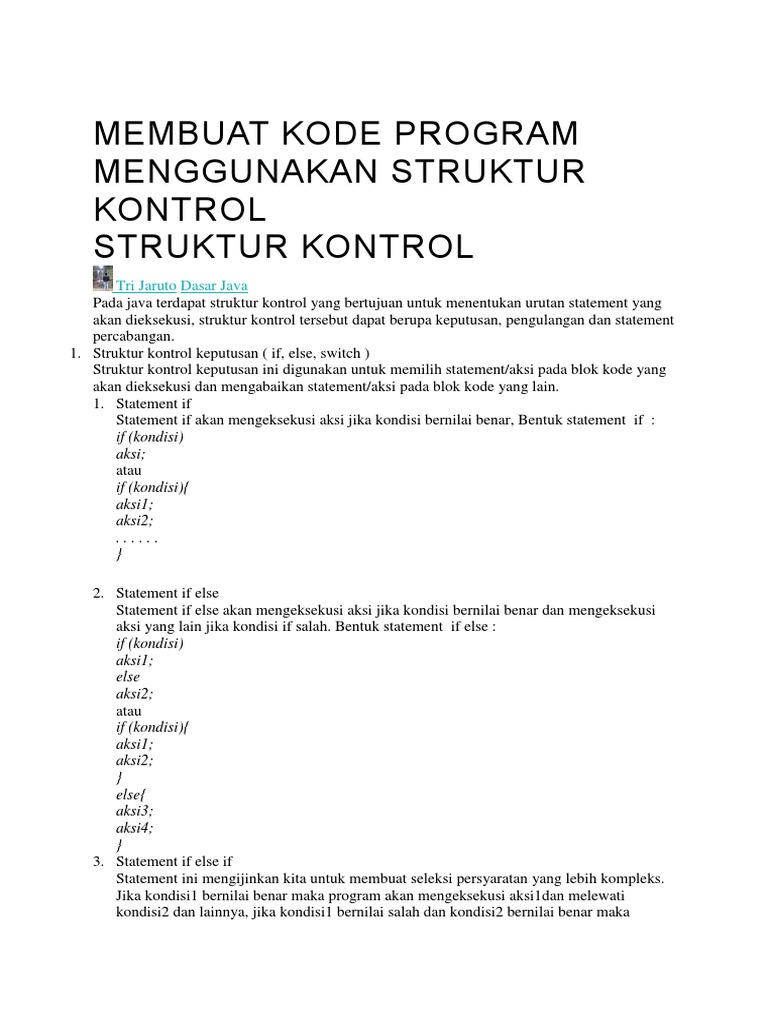 MEMBUAT KODE PROGRAM MENGGUNAKAN STRUKTUR KONTROL Perulangan | PDF