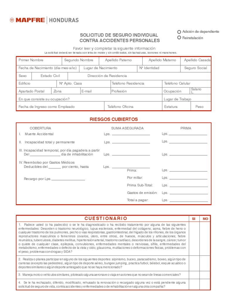 Formato Inclusion Mapfre | PDF | Póliza de seguros | Seguro