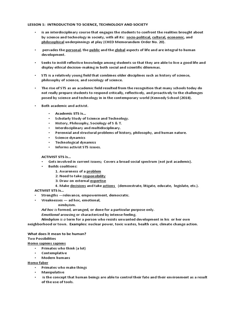 Introduction To STS Handout | PDF | Science | Scientific Method