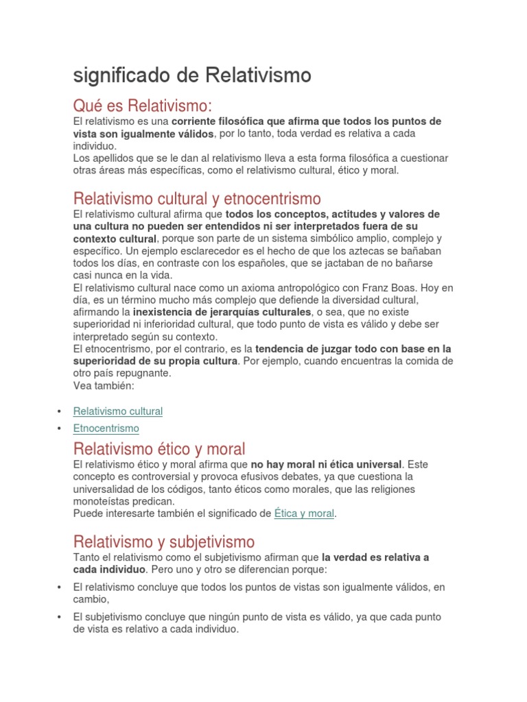 Definición y Tipos de Relativismo | PDF | Relativismo | Verdad