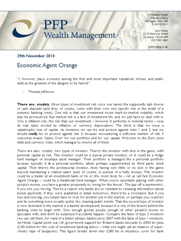 Economic Agent Orange | PDF | Bonds (Finance) | Investor
