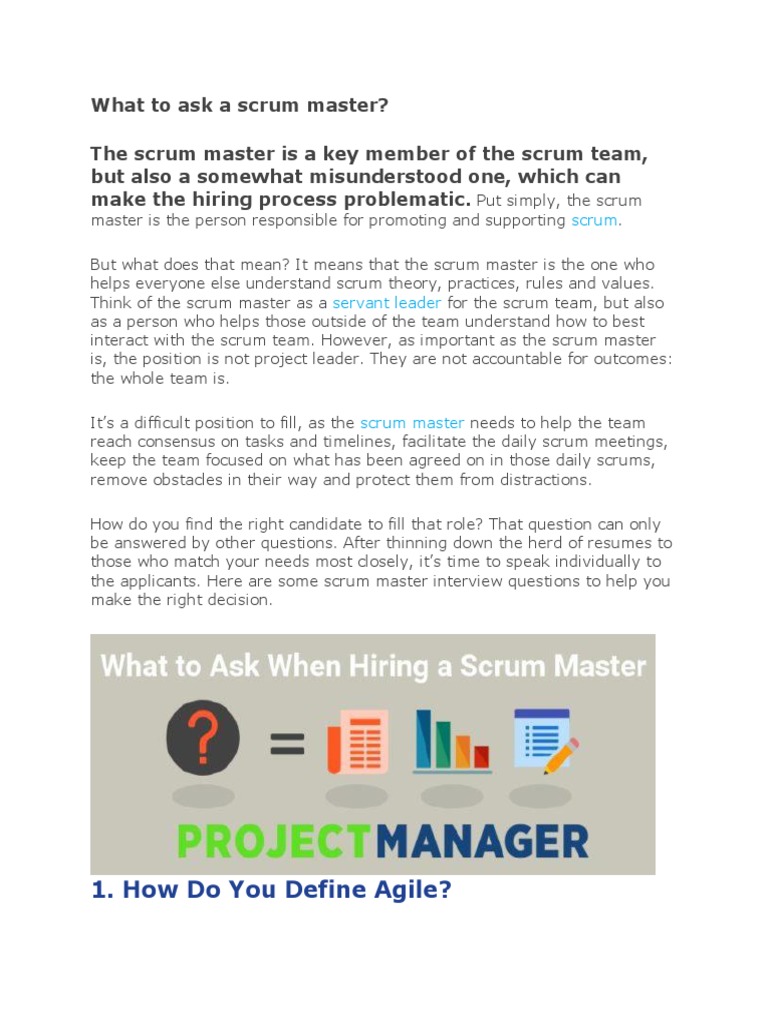 What To Ask A Scrum Master | PDF | Scrum (Software Development) | Agile Software Development