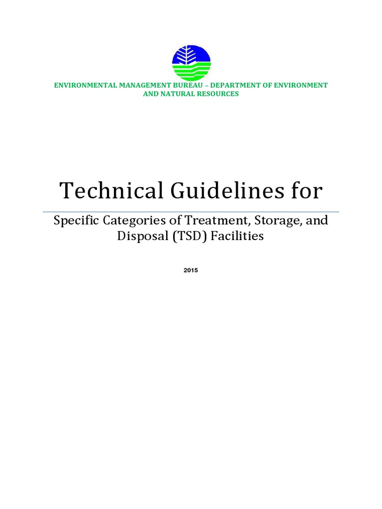 Technical Guidelines For Specific Categories of TSD Facilities PDF ...