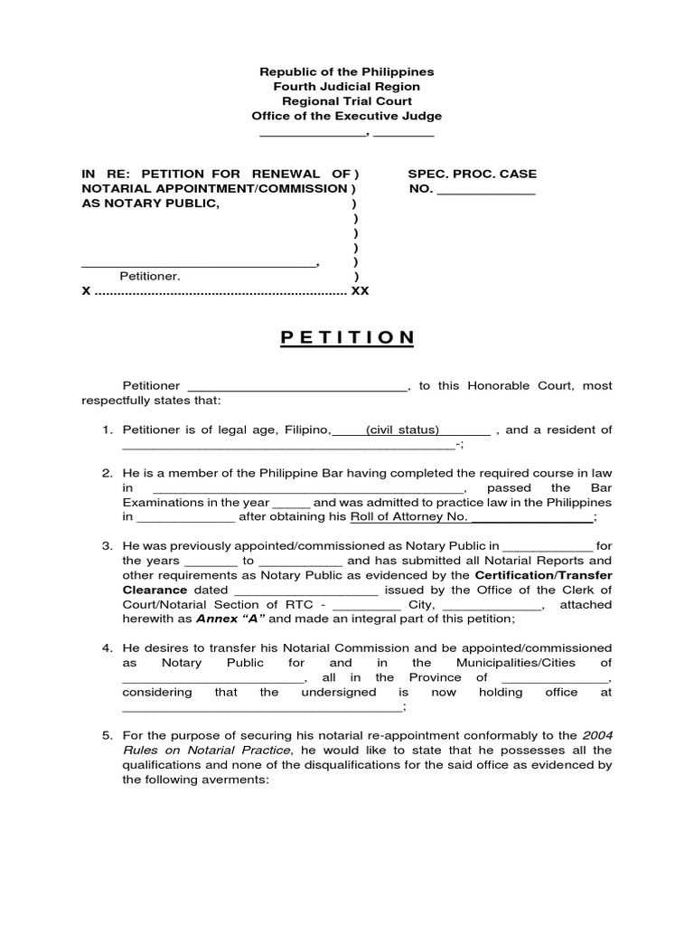 Renewal of Notarial Commission - FORMAT | PDF | Notary Public ...