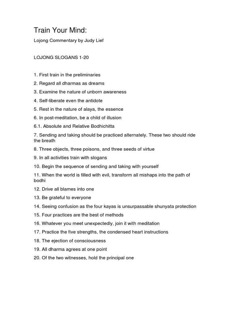 7 Lojong - 59 Slogans by Judy Lief | PDF | Shambhala Buddhism | Indian ...