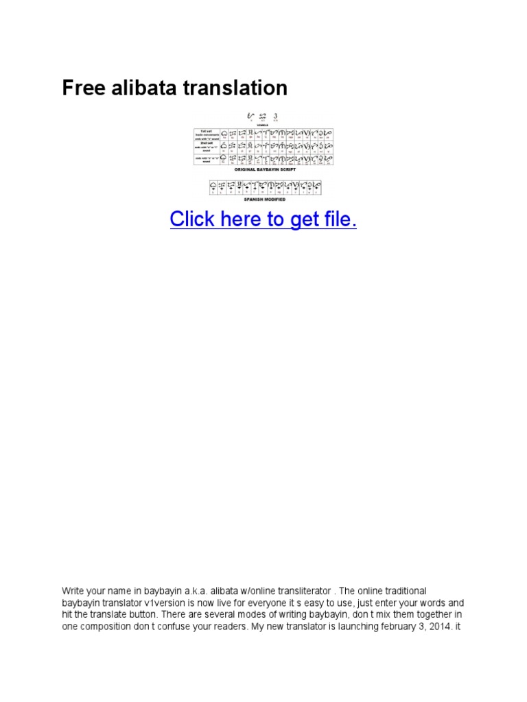 Free Alibata Translation PDF | PDF | Notation | Encodings