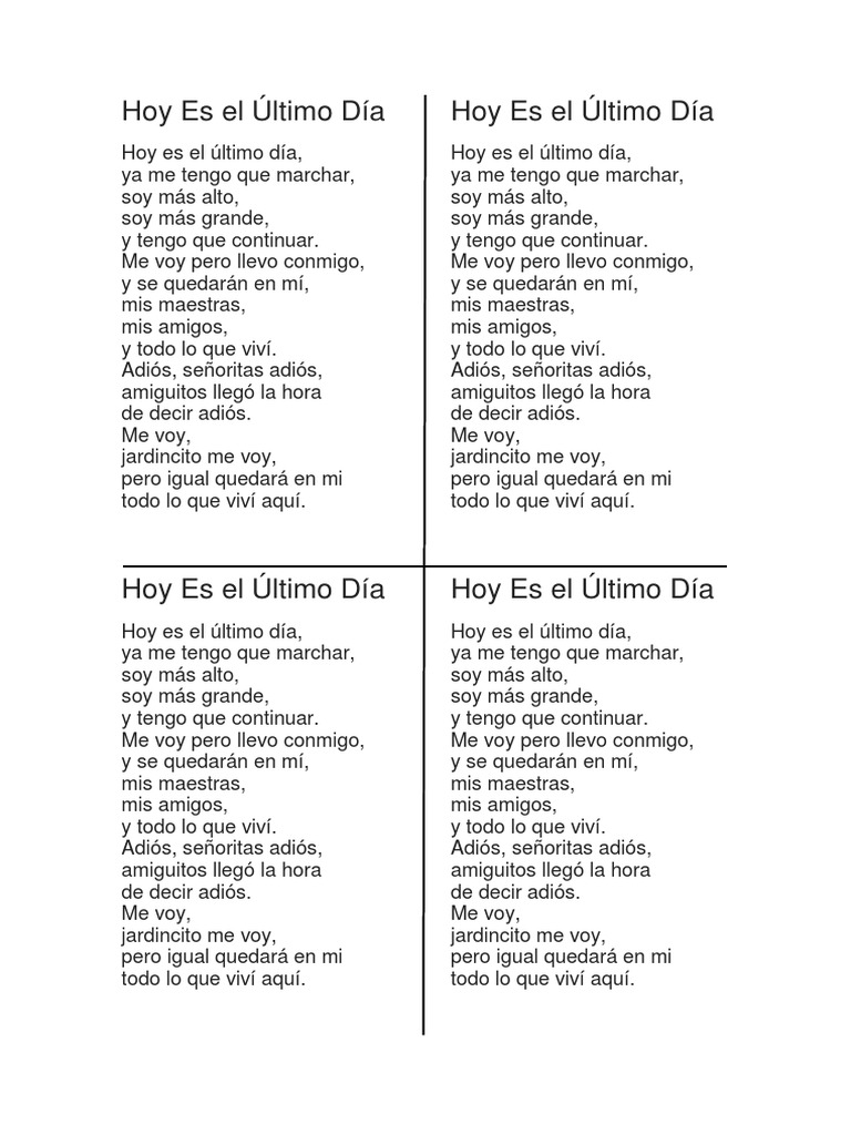 Hoy Es El Último Día - LETRA | PDF
