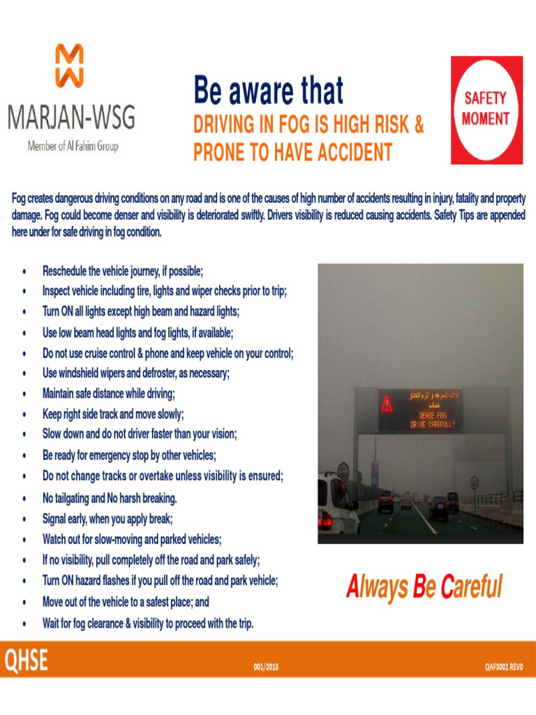 Safety Moment-Driving in Fog PDF | PDF