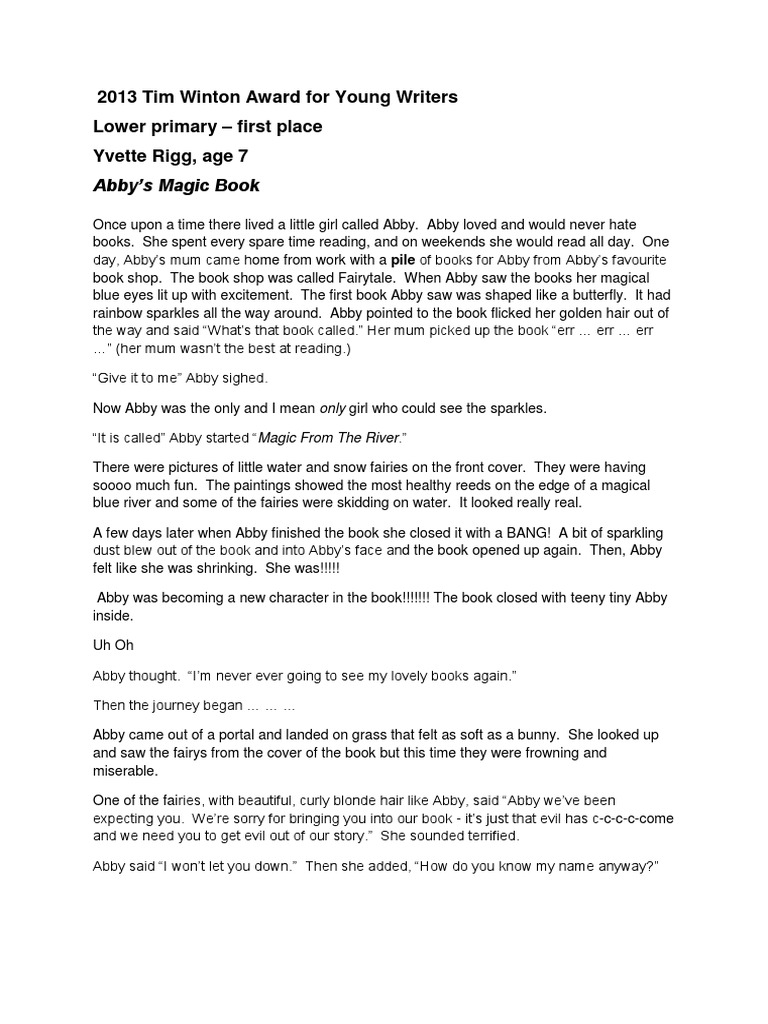 Tim Winton Young Writers Winners 2013 | PDF | Fairies | Nature