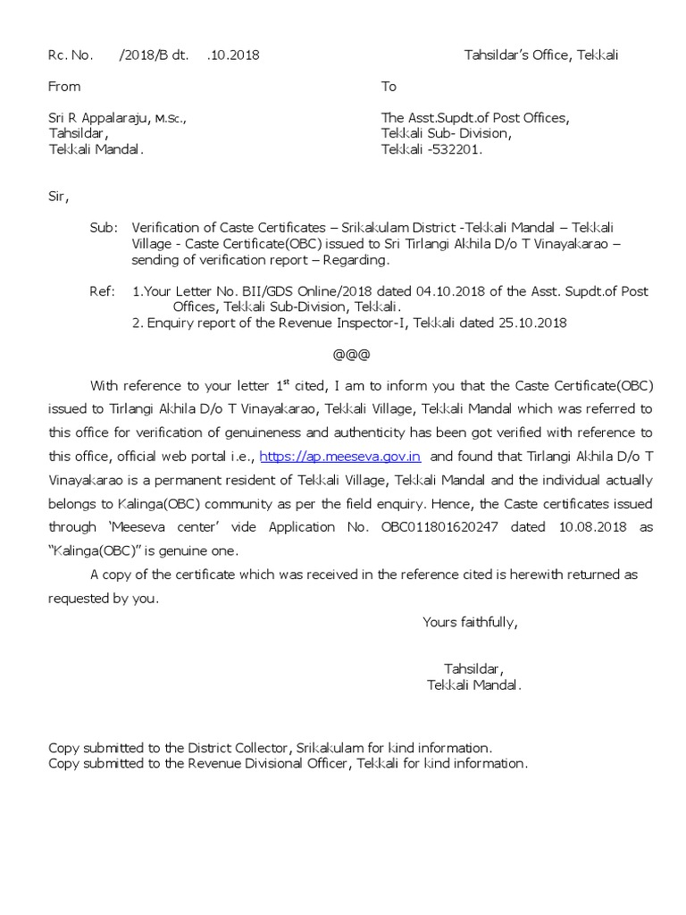 Caste Verification-2018 | PDF | Government | Business