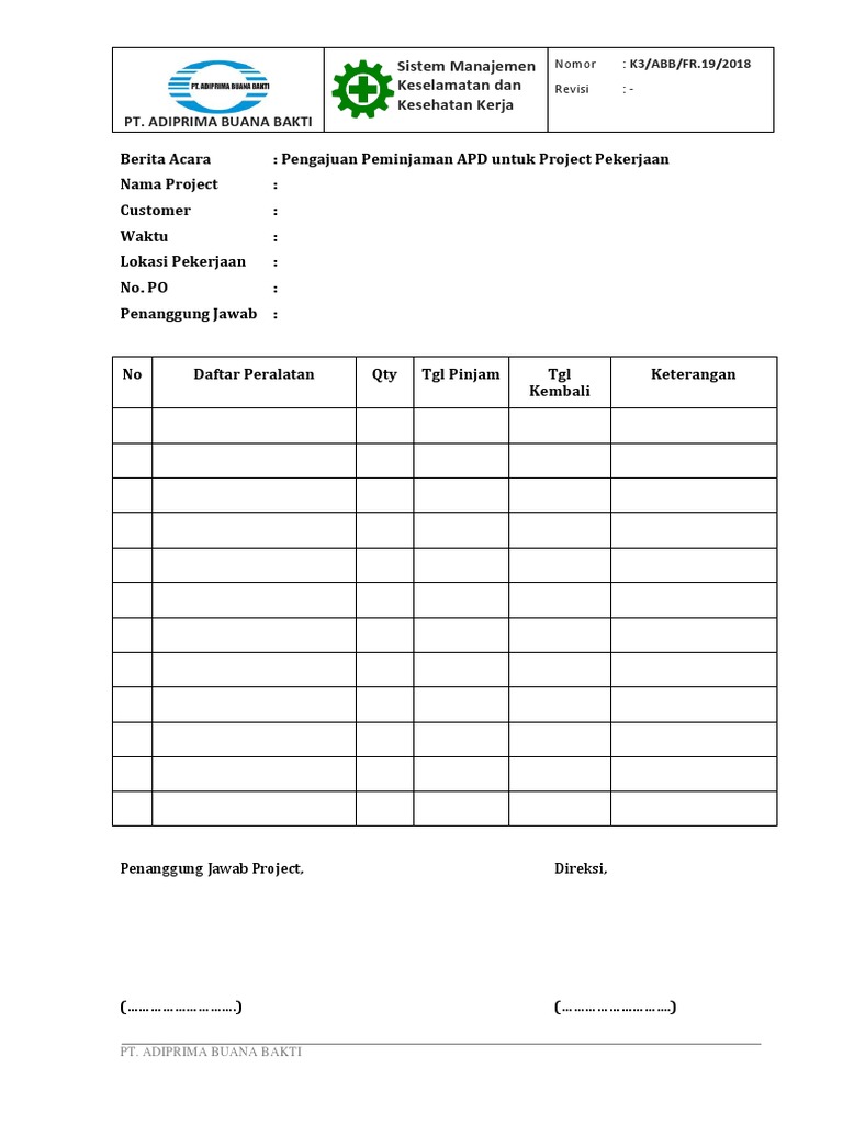 2 - Print - FORM Peminjaman Alat Safety | PDF