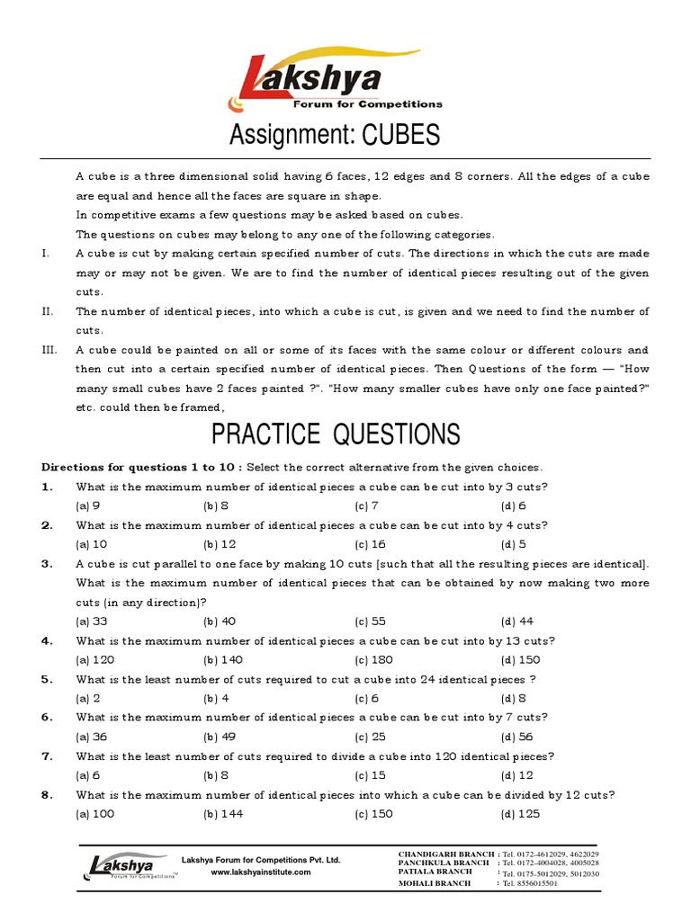 Cubes (Assignment) | PDF | Geometry | Teaching Mathematics