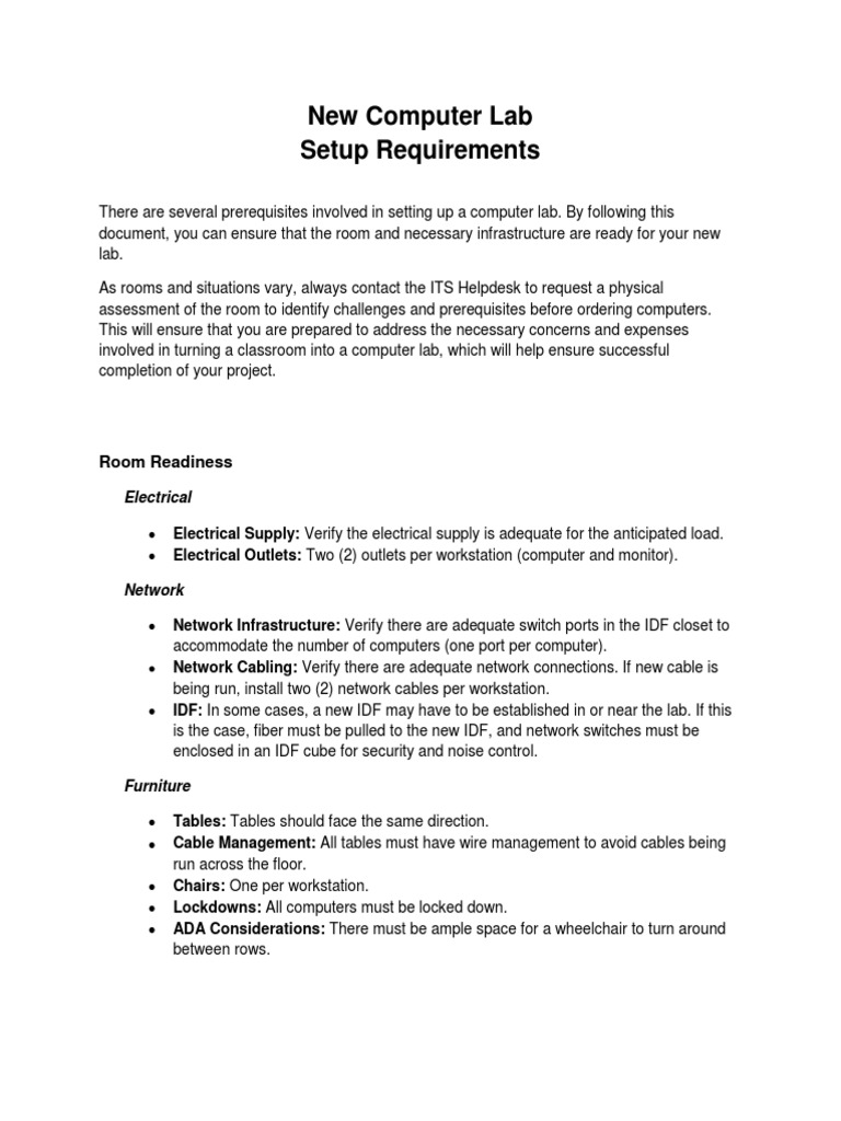 New Computer Lab Setup Procedure PDF | PDF | Computer Network ...