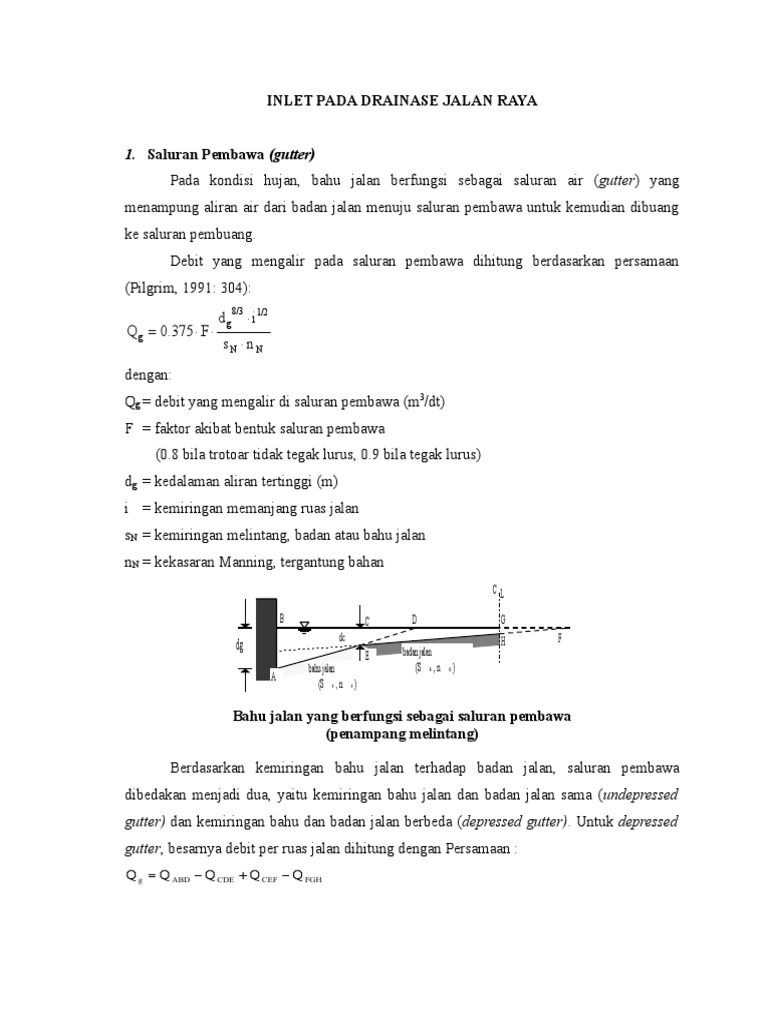Inlet Drainase Jalan Raya dan Fungsinya | PDF