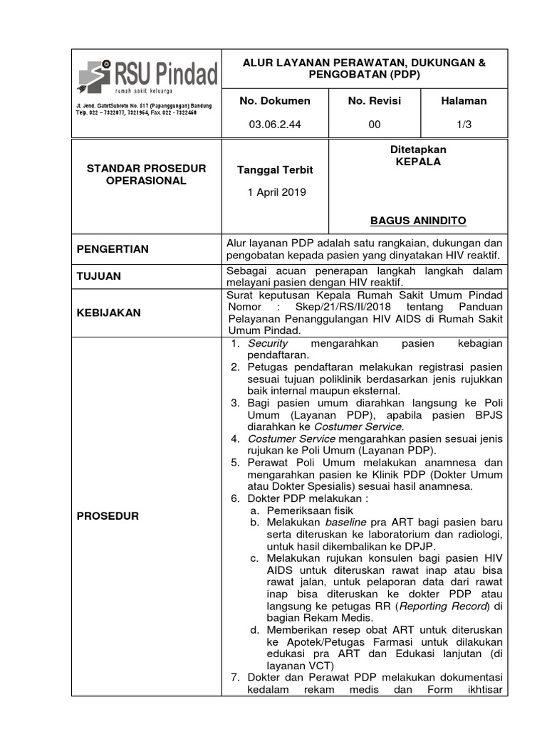 Alur Layanan Perawatan PDP HIV | PDF