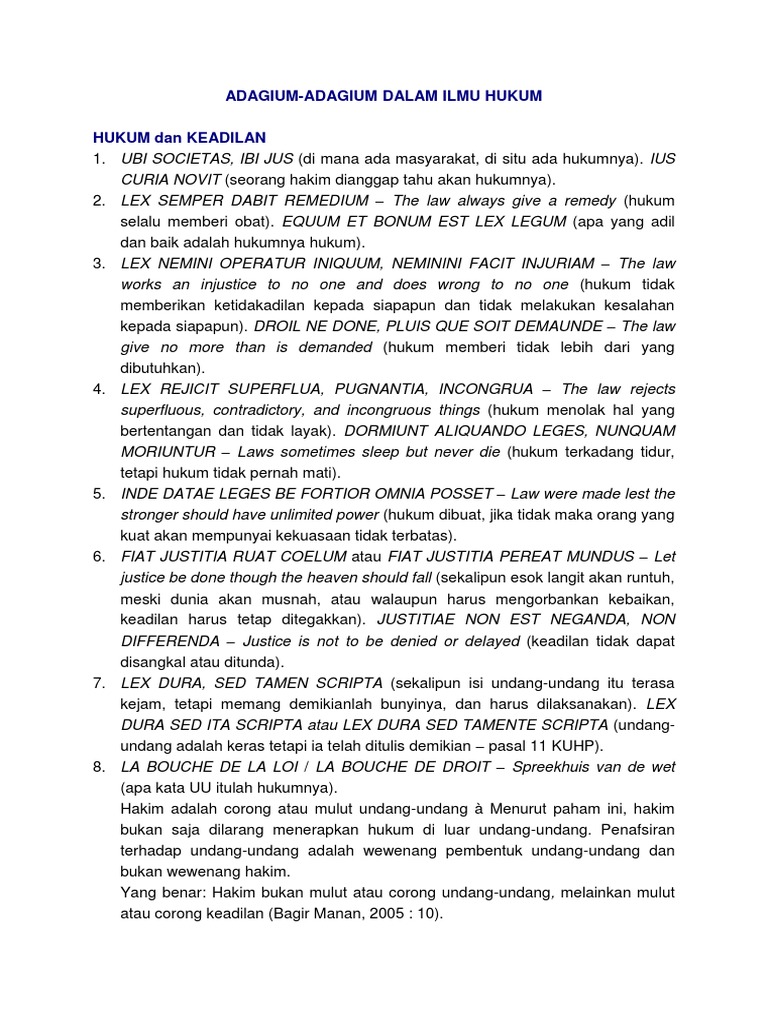 Adagium Hukum: Prinsip dan Makna | PDF | Hukum