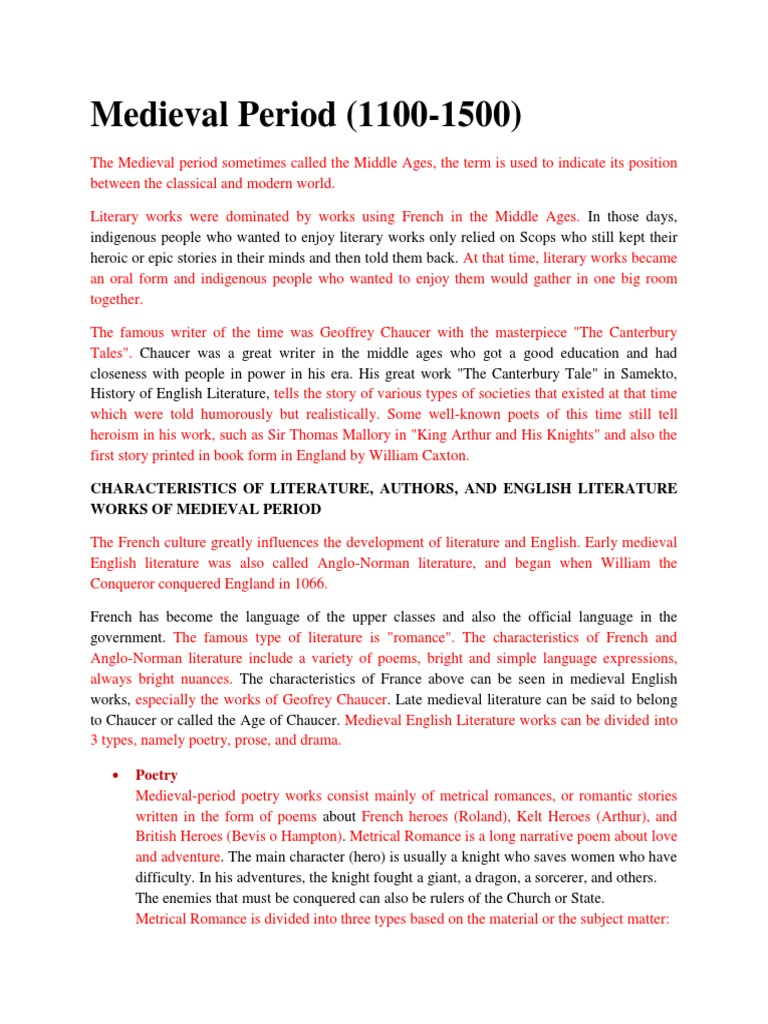 Medieval (ENGLISH) | PDF | Chivalric Romance | English Literature