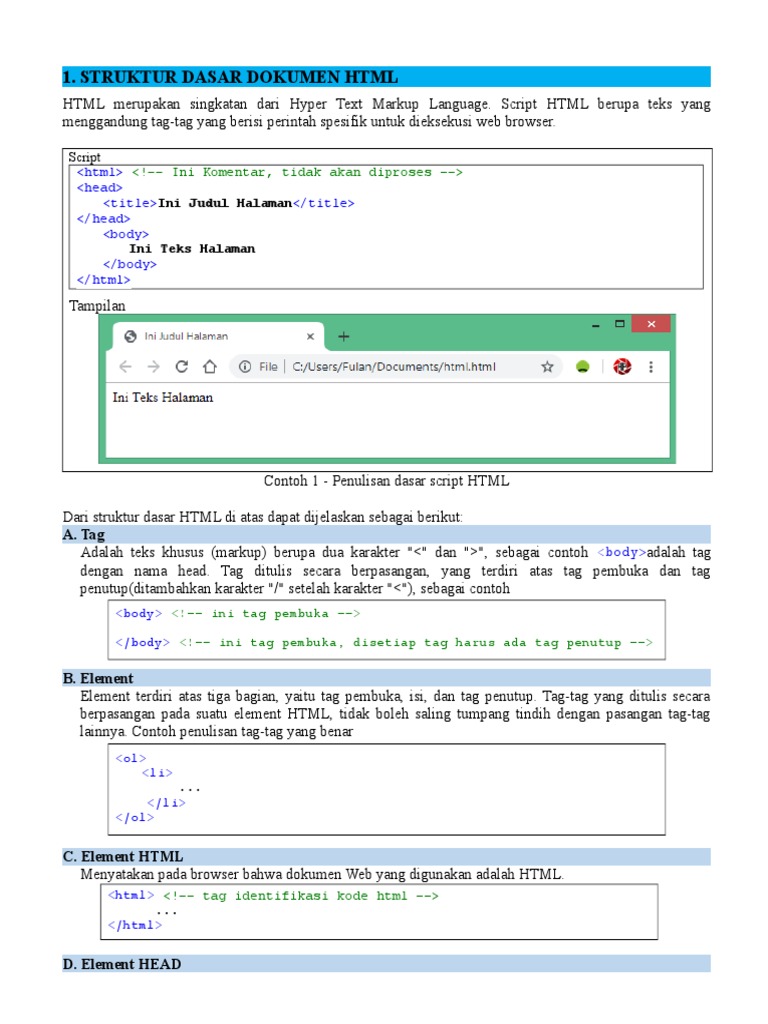 1 - Struktur Dasar HTML | PDF