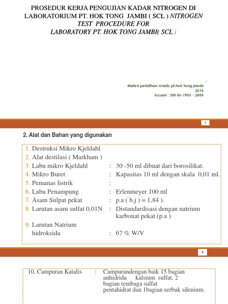 Prosedur Pengujiana Kadar Nitrogen | PDF