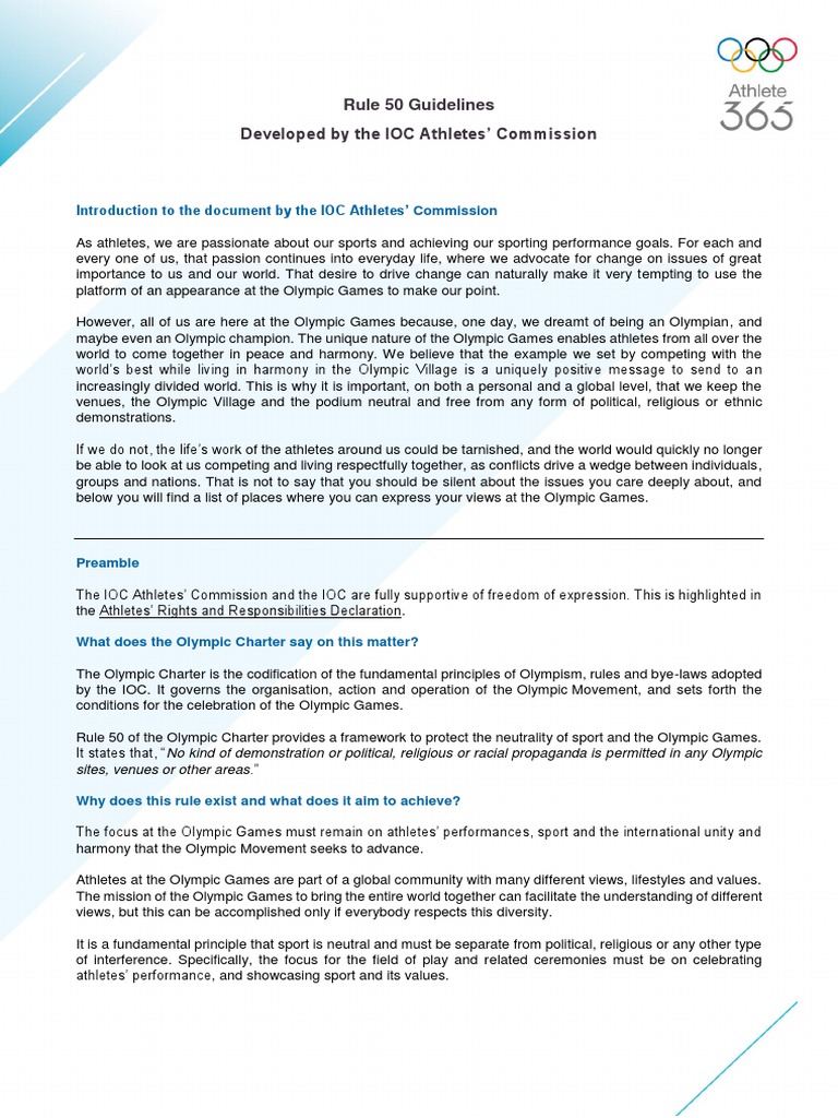 Rule 50 Guidelines for Olympic Athletes | PDF | Olympic Games | Winter ...