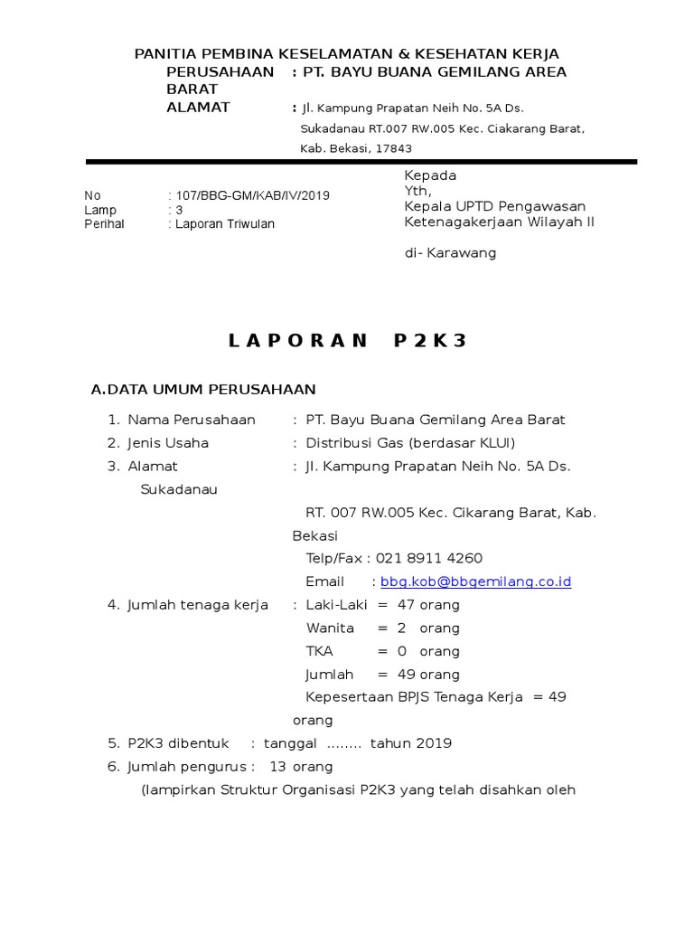 Laporan P2K3 Template | PDF