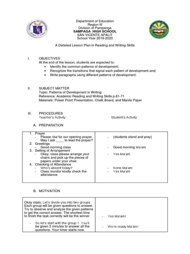Detailed Lesson Plan | PDF | Lesson Plan | Learning