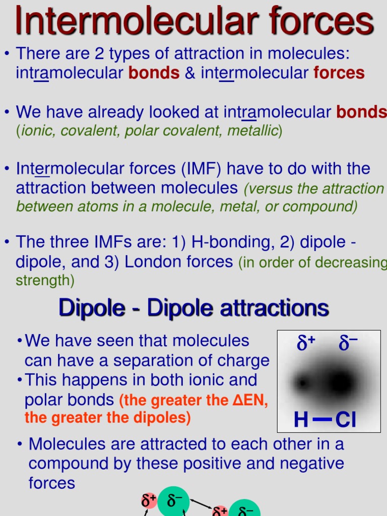 Intermolecular Forces | PDF | Intermolecular Force | Chemical Polarity