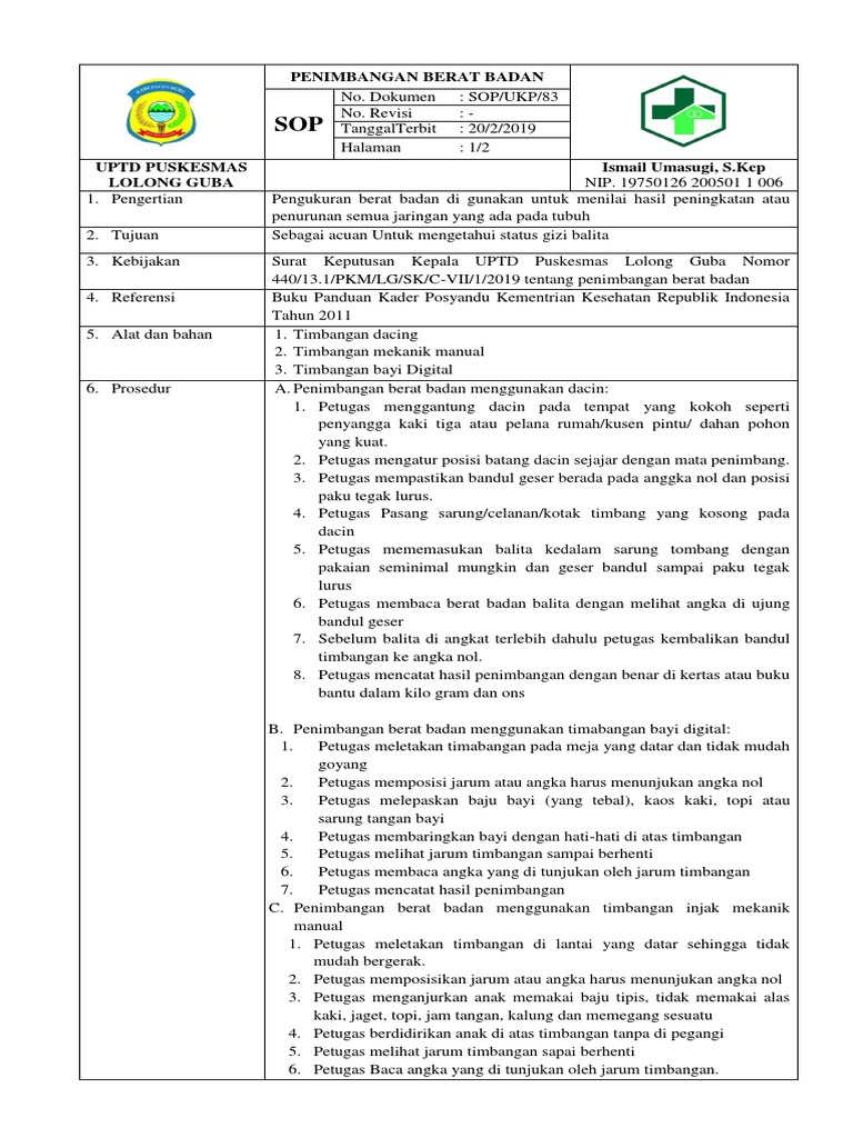 Sop Penimbangan | PDF