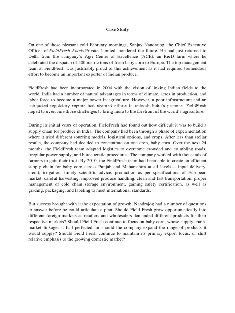 Case Study ED | PDF | Supply Chain | Agriculture